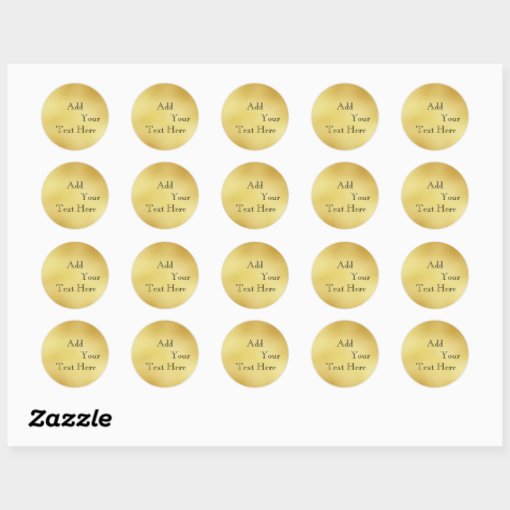 Gold Glass Foil Faux Glitter Customize Classic Classic Round Sticker ...
