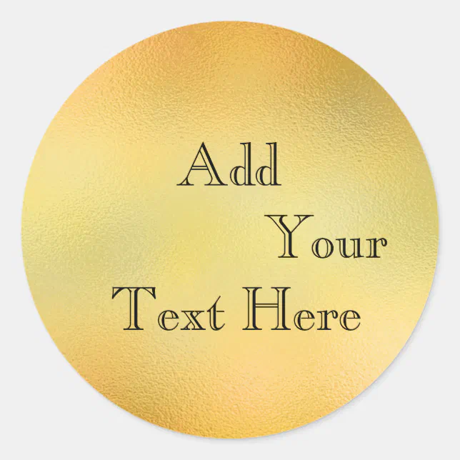 Gold Glass Foil Faux Glitter Customize Classic Classic Round Sticker ...