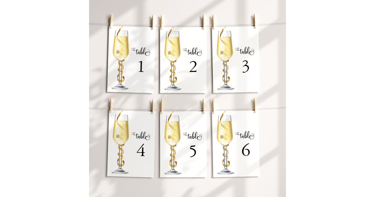 Gold Glass Table Number Card | Zazzle