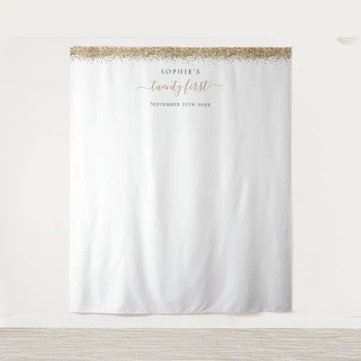 Gold Glitter 21st Background for Photos Tapestry | Zazzle