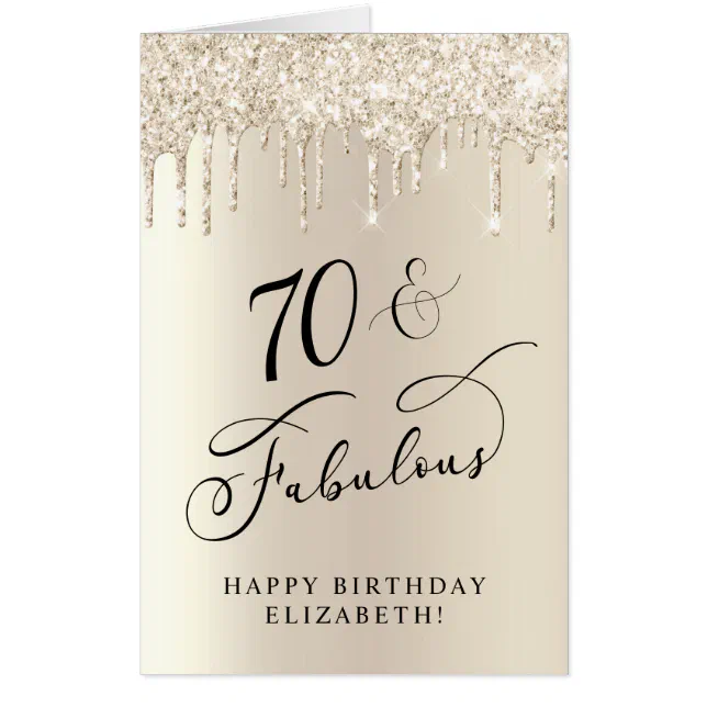 Gold Glitter 70th Birthday Jumbo Card | Zazzle