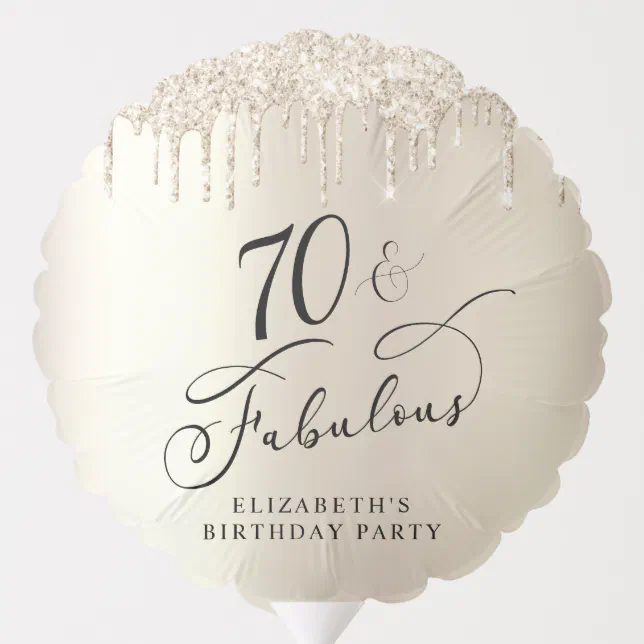 Gold Glitter 70th Birthday Party Balloon Zazzle