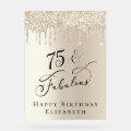 Gold Glitter 75th Birthday Party Acrylic Sign | Zazzle