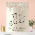 Gold Glitter 75th Birthday Party Acrylic Sign | Zazzle