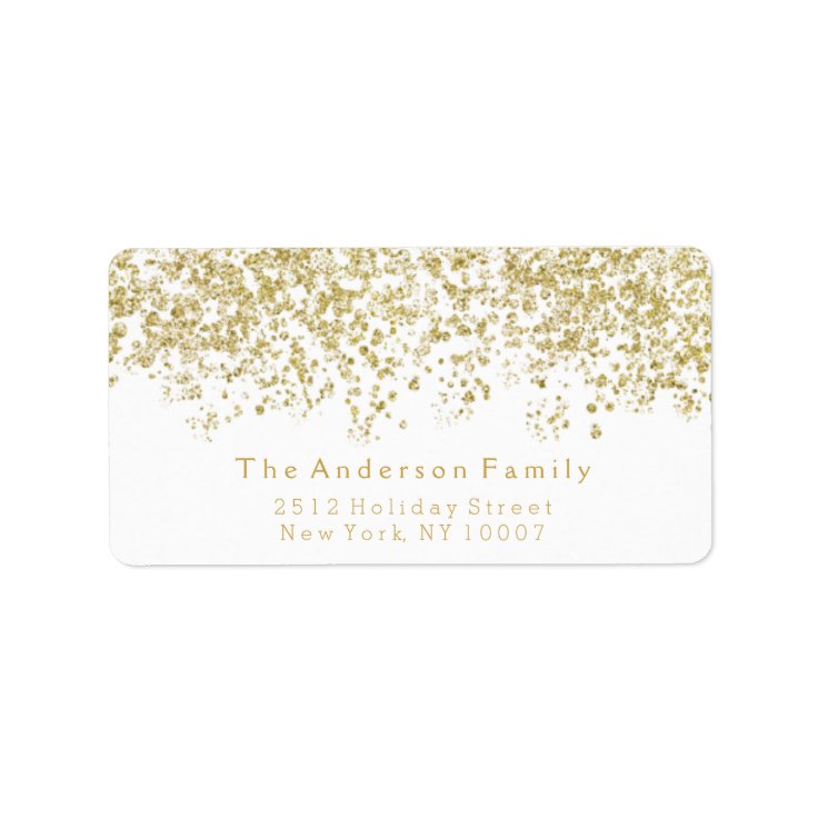 Gold glitter address label | Zazzle