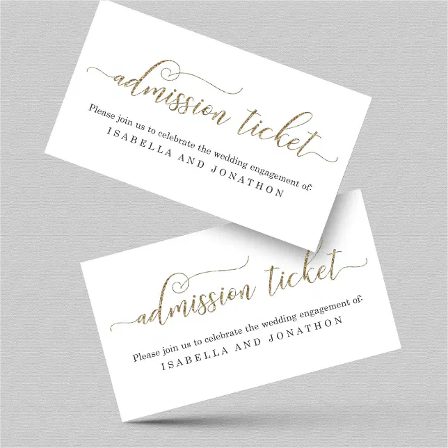 Gold Glitter Admission Ticket Enclosure Card | Zazzle