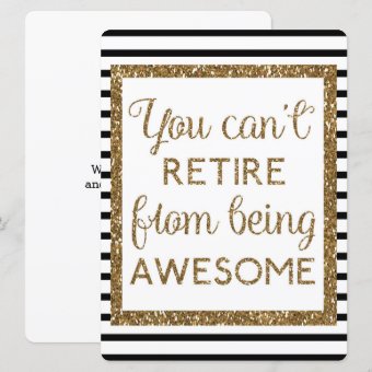 Gold Glitter and Black Modern Retirement Card | Zazzle