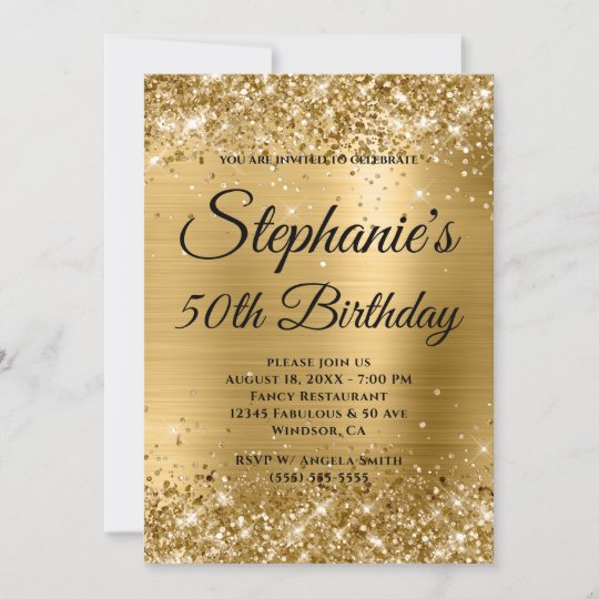 Gold Glitter and Foil Fancy Monogram Invitation | Zazzle.com