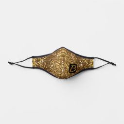 Gold Glitter and Monogram Letter B Premium Face Mask | Zazzle