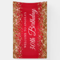 Gold Glitter and Red 30th Birthday Welcome Banner | Zazzle