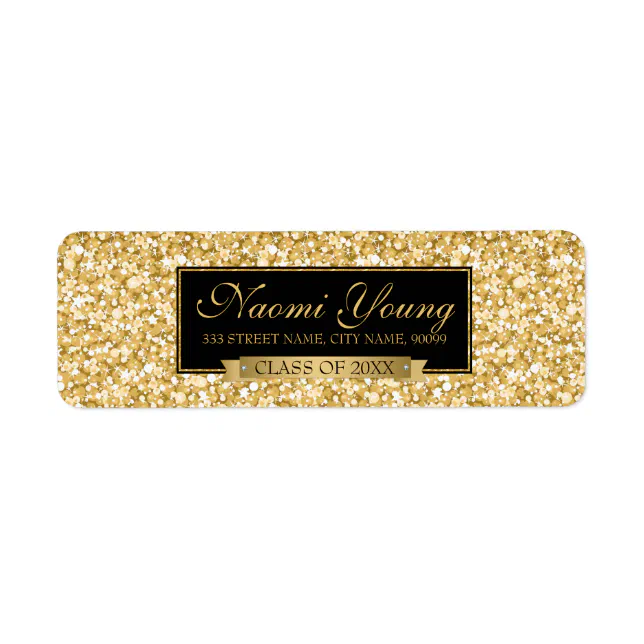 Gold Glitter And Ribbon Label | Zazzle