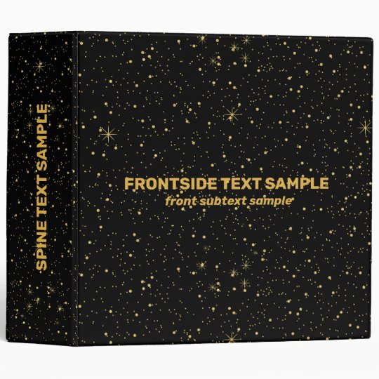 Gold glitter and sparkles on black 3 ring binder | Zazzle.com