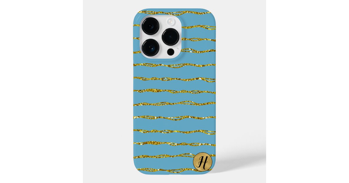 Gold Glitter and Turquoise Phone Case | Zazzle