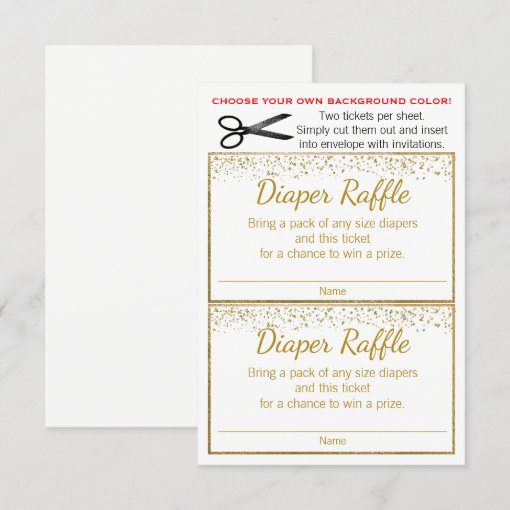 Gold Glitter Any Color Diaper Raffle Tickets | Zazzle