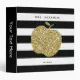 Gold Glitter Apple Black Stripes | Teacher Binder | Zazzle