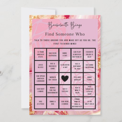 Gold Glitter Bachelorette Bingo Party Game Invitation | Zazzle