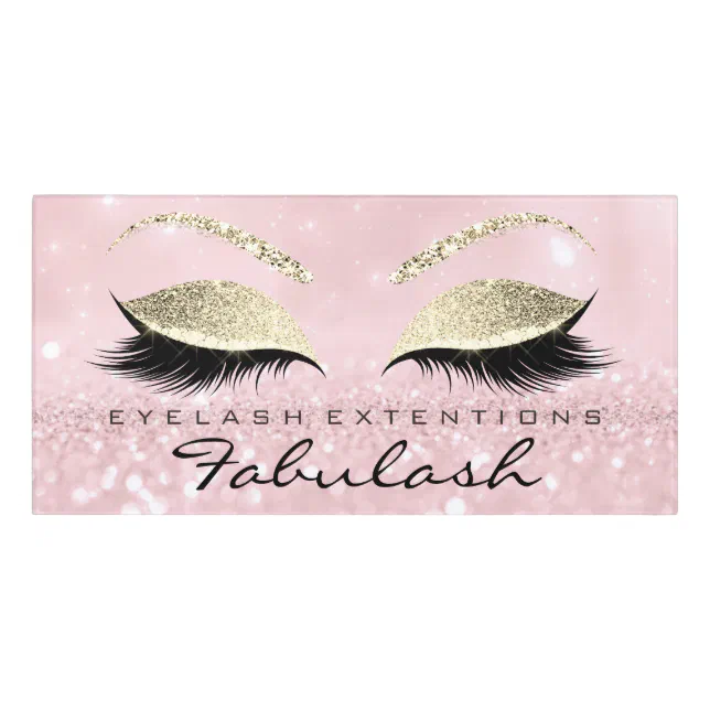 Gold Glitter Beauty Salon Lashes Makeup Pink Door Sign | Zazzle