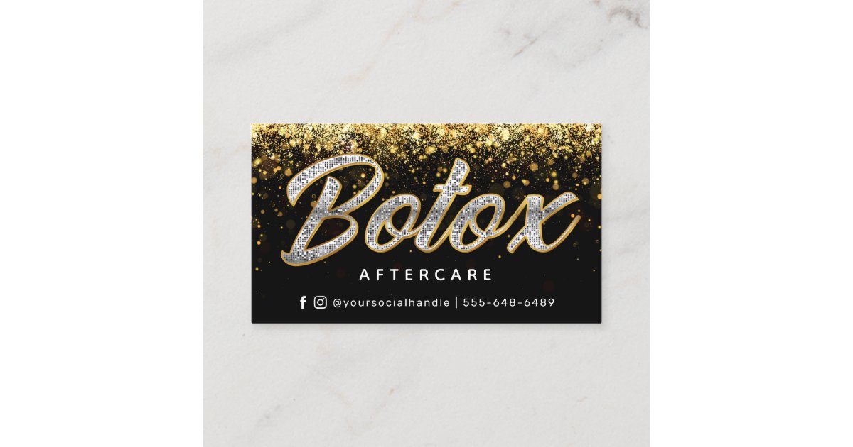 Gold Glitter Botox Aftercare Card | Zazzle