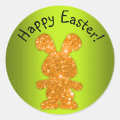 Gold Glitter Bunny Happy Easter Classic Round Sticker | Zazzle