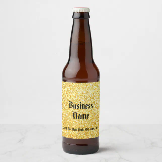 Gold Glitter Calligraphy Script Template Drink Beer Bottle Label | Zazzle