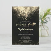 Gold Glitter Cap, Confetti Graduation Party Invitation | Zazzle