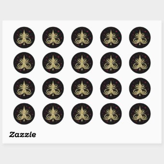 Gold Glitter Christmas Tree Classic Round Sticker | Zazzle
