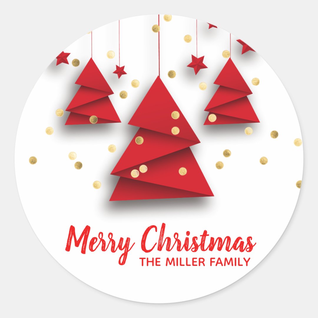 Gold Glitter Christmas Tree Modern Stickers | Zazzle