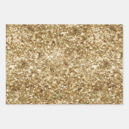 Gold Glitter Christmas Trees Wrapping Paper Sheets | Zazzle