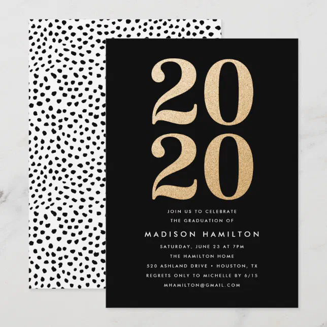 Gold Glitter Class of 2020 | Graduation Party Invitation | Zazzle