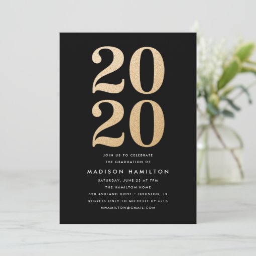 Gold Glitter Class of 2020 | Graduation Party Invitation | Zazzle