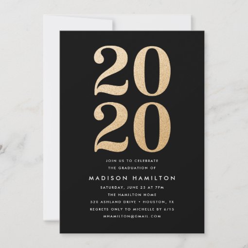 Gold Glitter Class of 2020 | Graduation Party Invitation | Zazzle