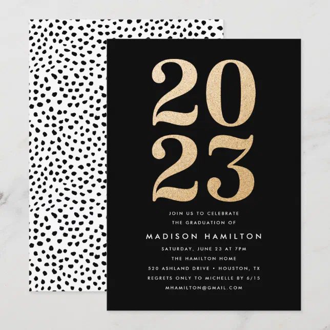 Gold Glitter Class of 2023 Graduation Party Invitation | Zazzle