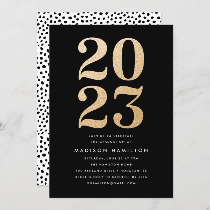 Gold Glitter Class of 2023 Graduation Party Invitation | Zazzle