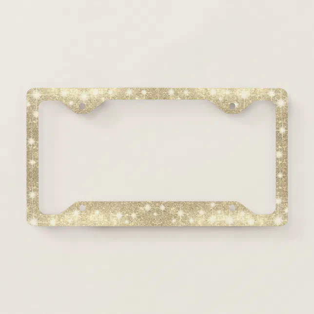 Gold Glitter Classic Glamour Sparkle Faux License Plate Frame | Zazzle