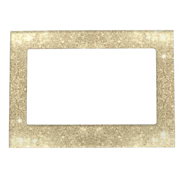 Gold Glitter Classic Glamour Sparkle Faux Magnetic Picture Frame | Zazzle