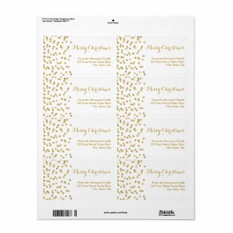 Gold Glitter Confetti Christmas Address Label | Zazzle