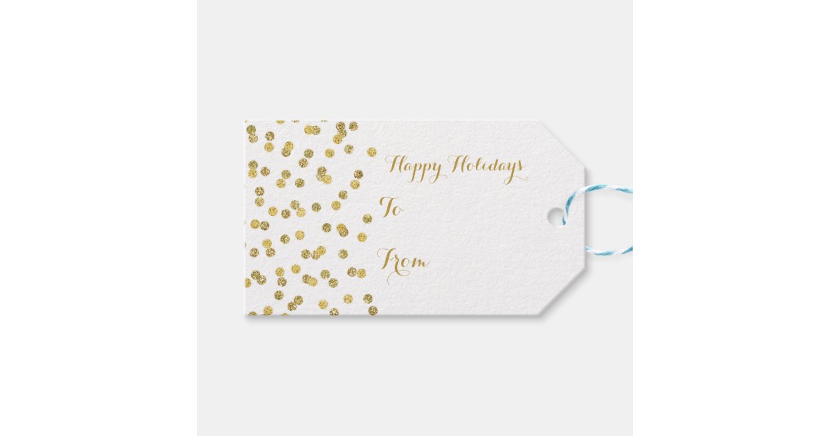 Gold Glitter Confetti Christmas Gift Tags | Zazzle