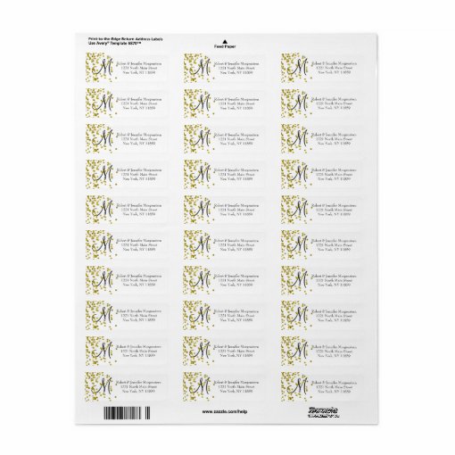 Gold Glitter Confetti Monogram Address Label | Zazzle