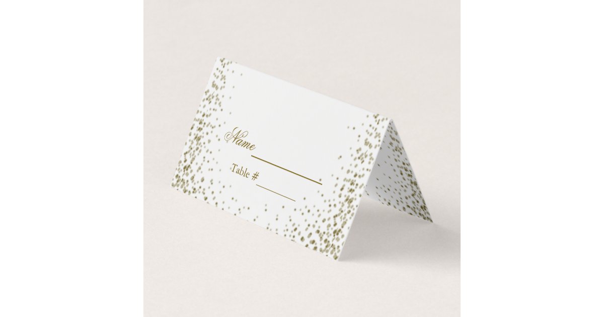 Gold Glitter Confetti Place Card | Zazzle.com