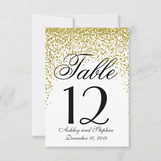 Gold Glitter Confetti Table Numbers | Zazzle