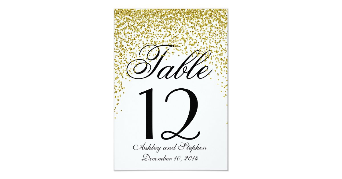 Gold Glitter Confetti Table Numbers | Zazzle.com