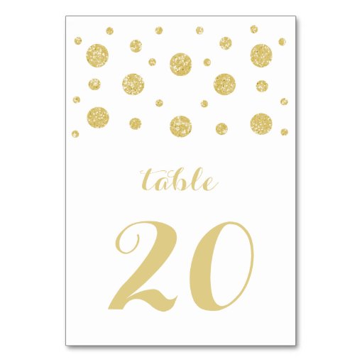 Gold Glitter Confetti Wedding Table Card | Zazzle
