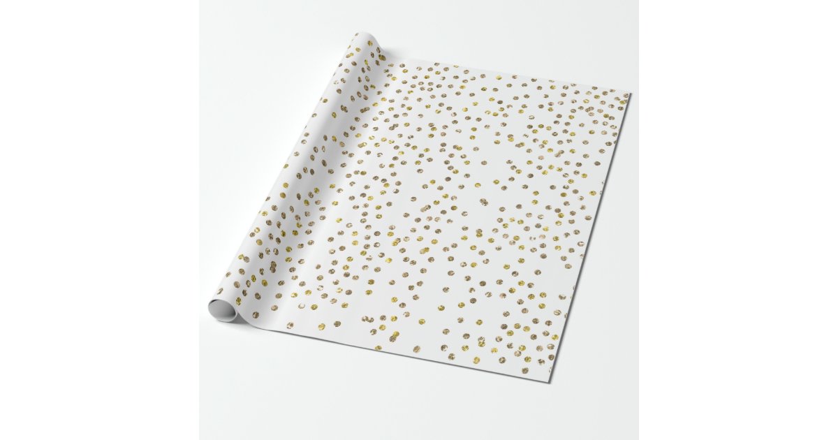 Gold Glitter Confetti Wrapping Paper | Zazzle