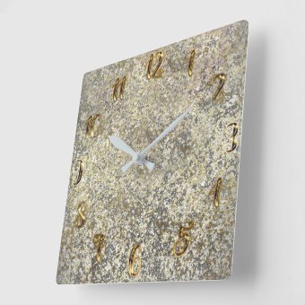 Gold Glitter Crackle Modern Chic Glam Sparkle Square Wall Clock | Zazzle