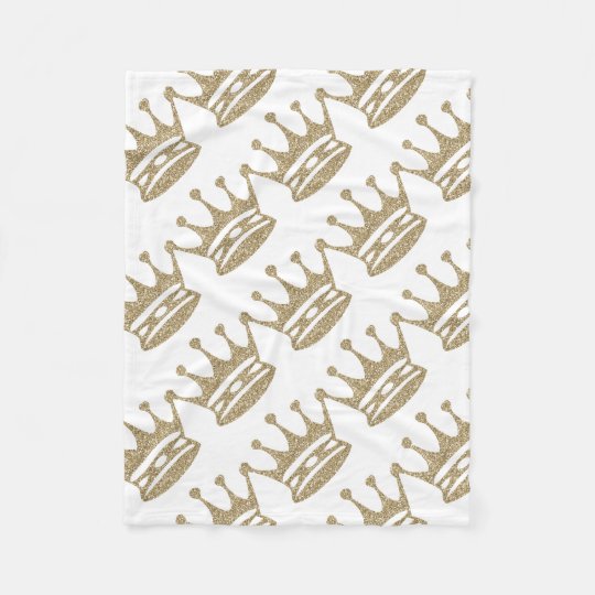 Gold Glitter Crown Fleece Blanket | Zazzle.com