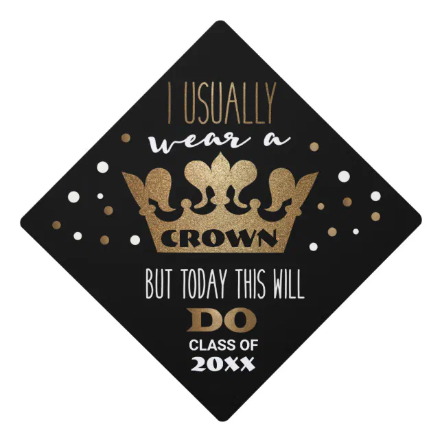 Gold Glitter Crown Graduation Funny Grad Diva Graduation Cap Topper ...