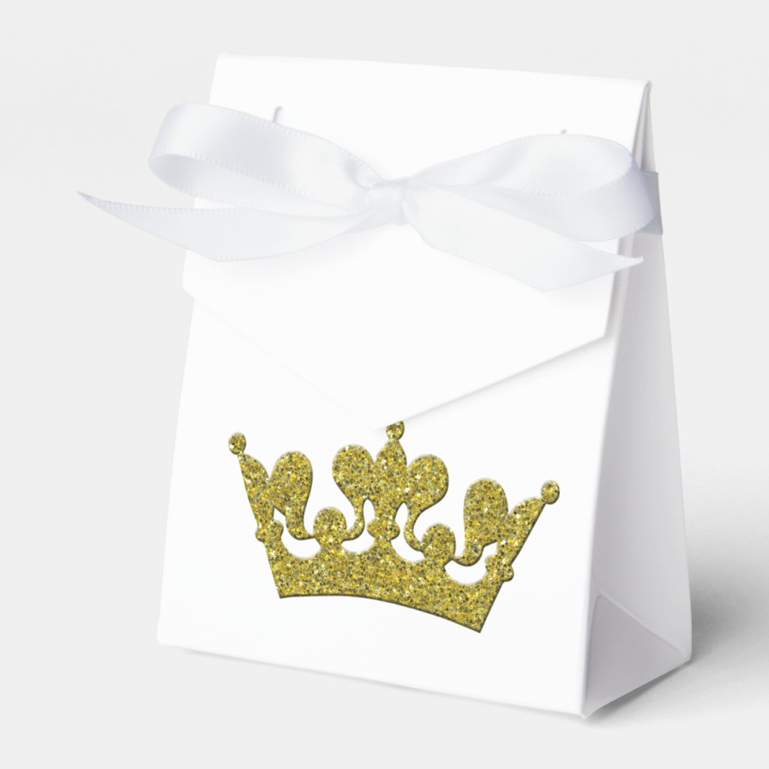 Gold Glitter Crown Princess Royal Party Boxes | Zazzle