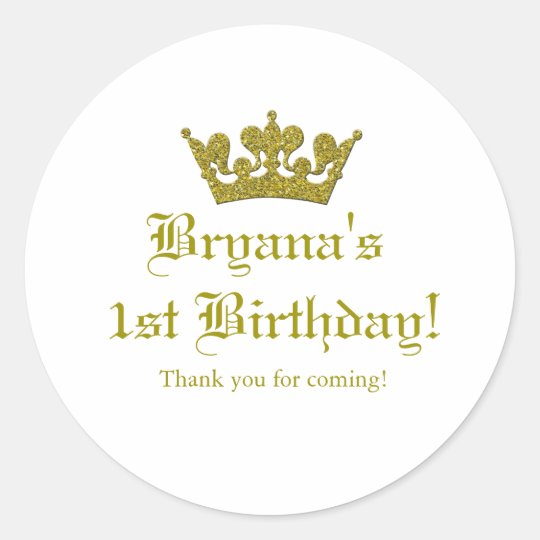 Gold Glitter Crown Royal Princess Sticker Label | Zazzle.com