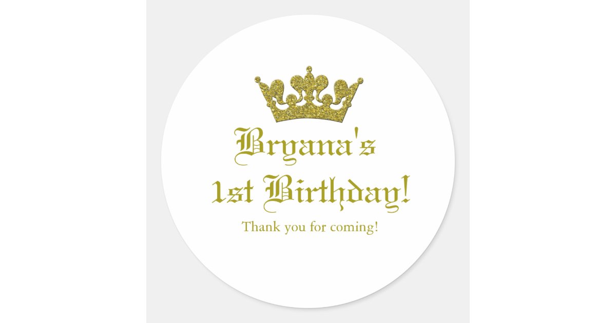 Gold Glitter Crown Royal Princess Sticker Label | Zazzle