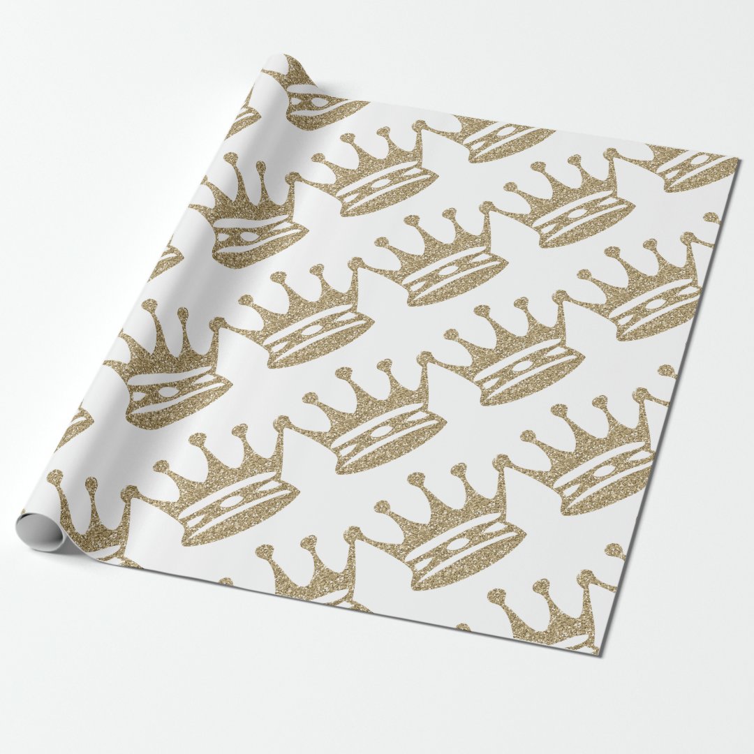 Gold Glitter Crown Wrapping Paper | Zazzle